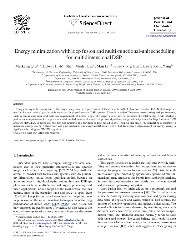 (PDF) Energy minimization with loop fusion and multi-functional-unit scheduling for ...