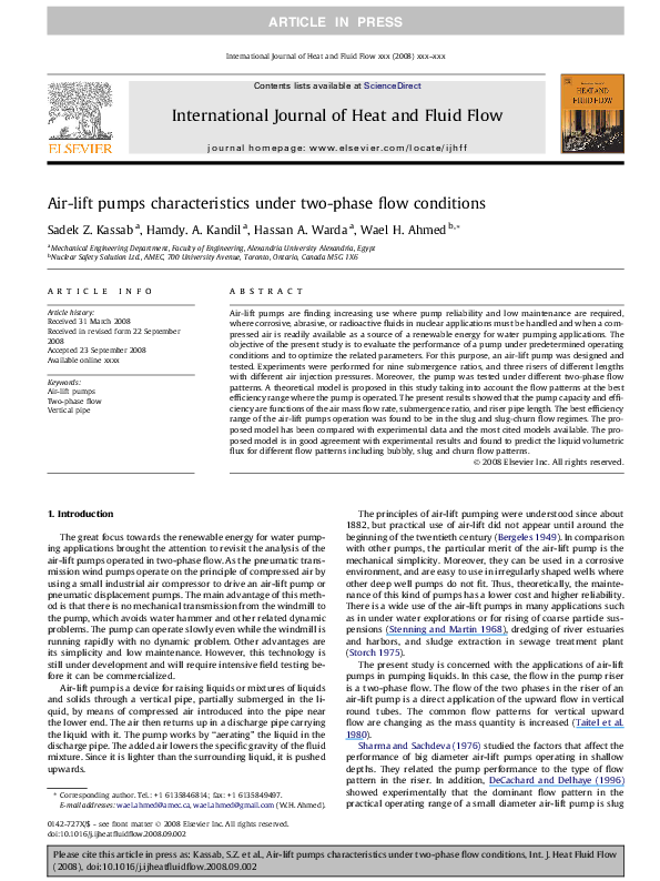 (PDF) Airlift pumps characteristics under two-phase flow conditions