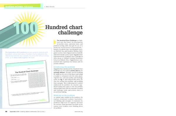 (PDF) Problem Solvers Solutions: Hundred Chart Challenge