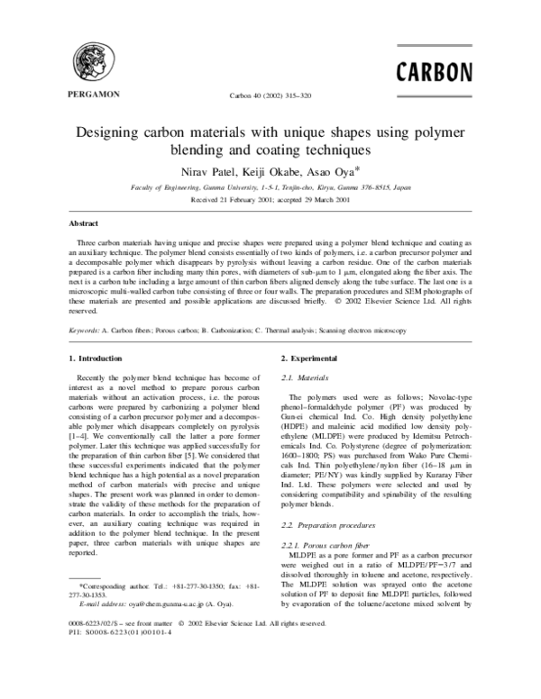 (PDF) Designing carbon materials with unique shapes using polymer ...
