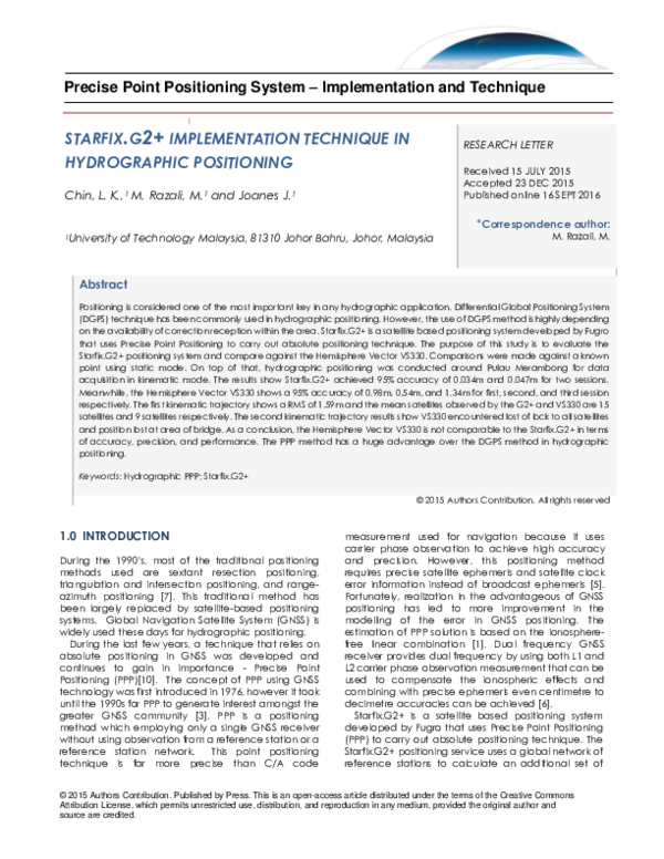 (PDF) Starfix.G2+ Implementation Technique in Hydrographic Positioning