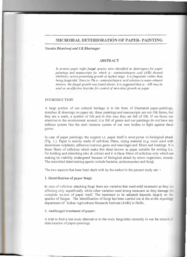 MICROBIAL DETERIORATION OF PAPER-PAINTING