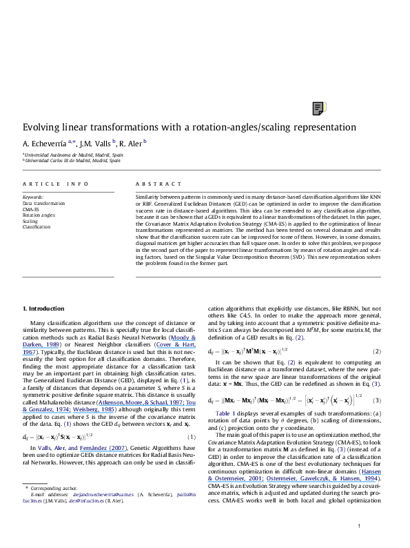 (PDF) Evolving linear transformations with a rotation-angles/scaling ...
