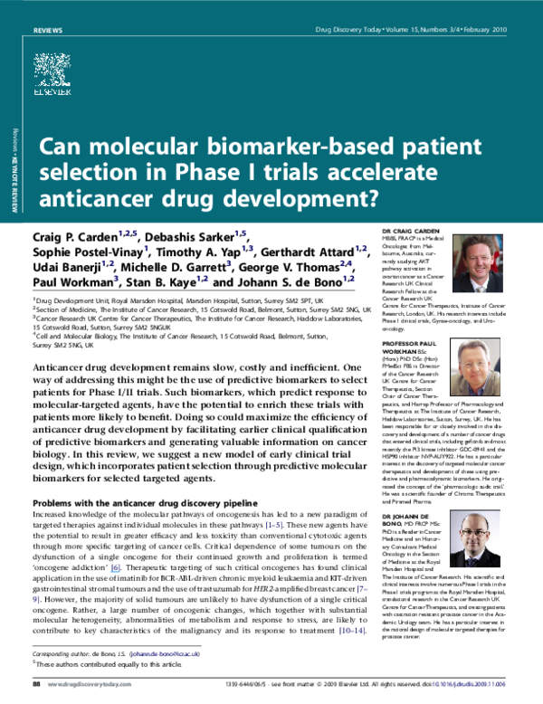 (PDF) Can molecular biomarker-based patient selection in Phase I trials ...