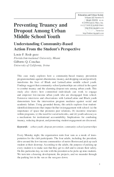 (PDF) Preventing Truancy and Dropout among Urban Middle School Students ...