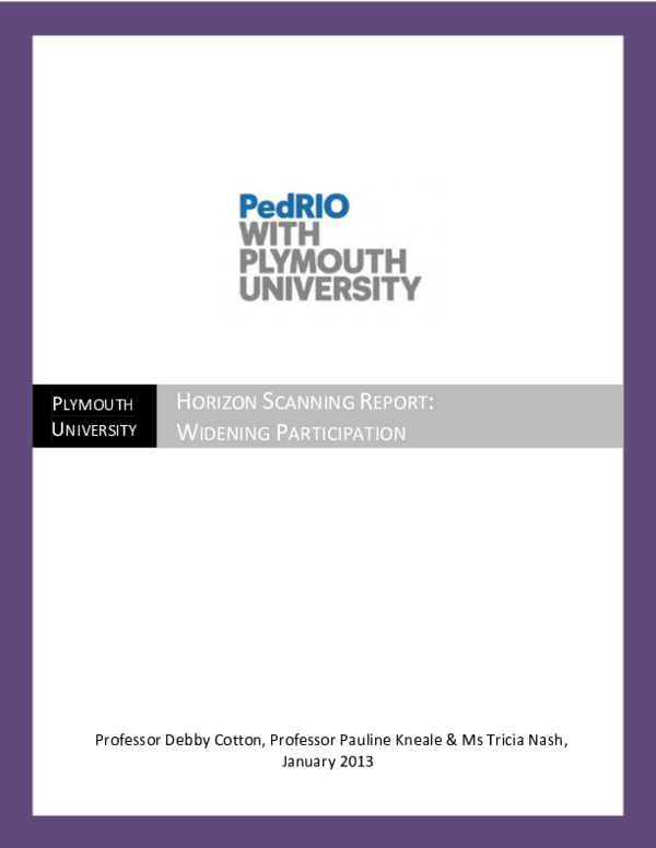 (PDF) Horizon Scanning Report: Widening Participation