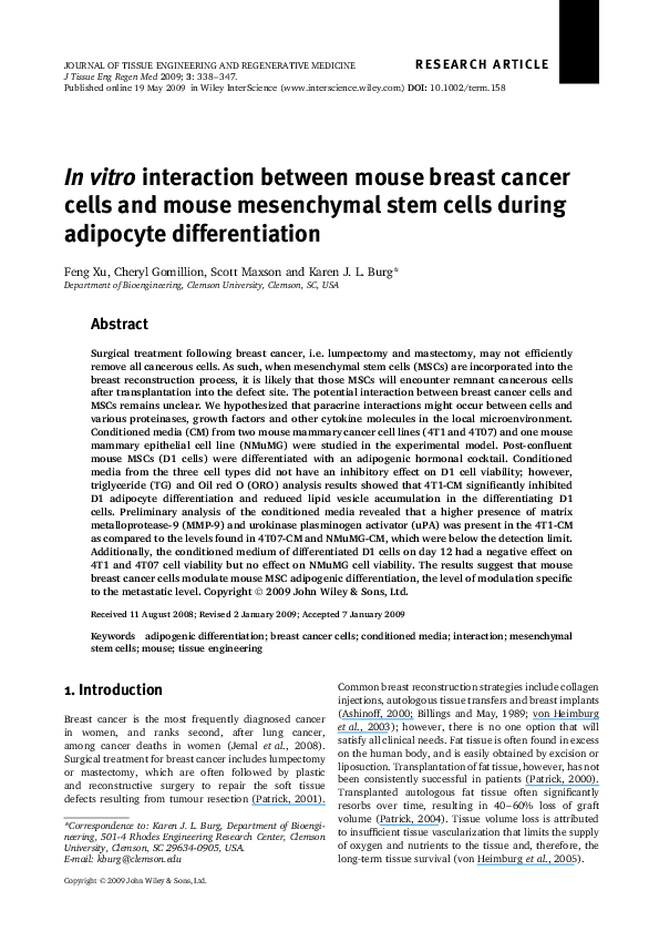 (PDF) In vitro interaction between mouse breast cancer cells and mouse ...