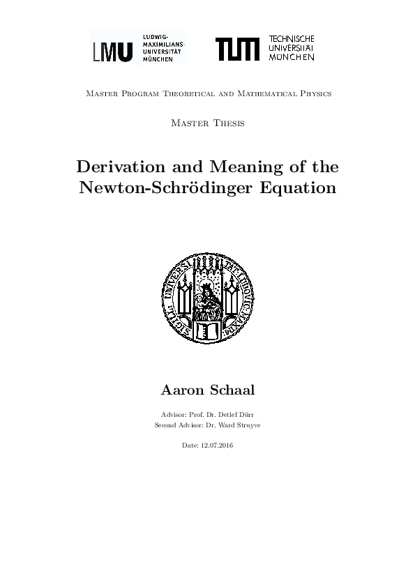 (PDF) Derivation and Meaning of the Newton-Schrödinger Equation