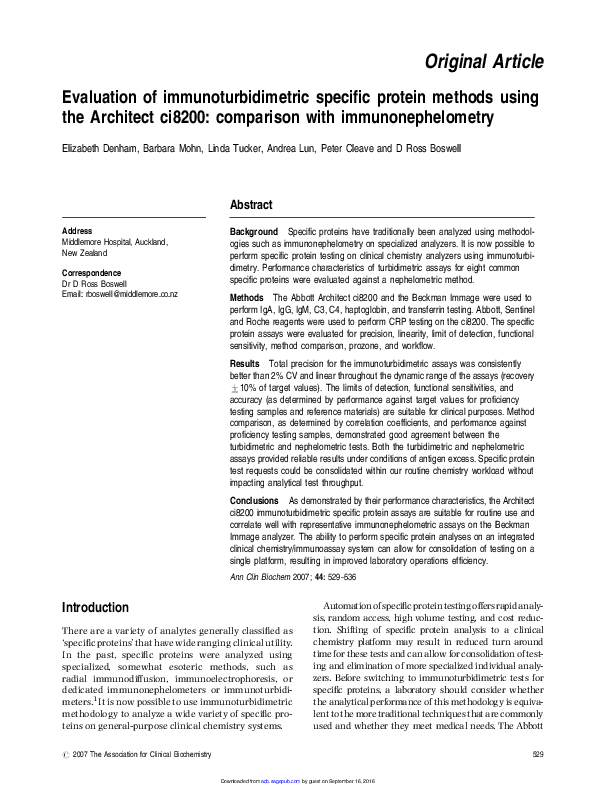 (PDF) Evaluation of immunoturbidimetric specific protein methods using ...