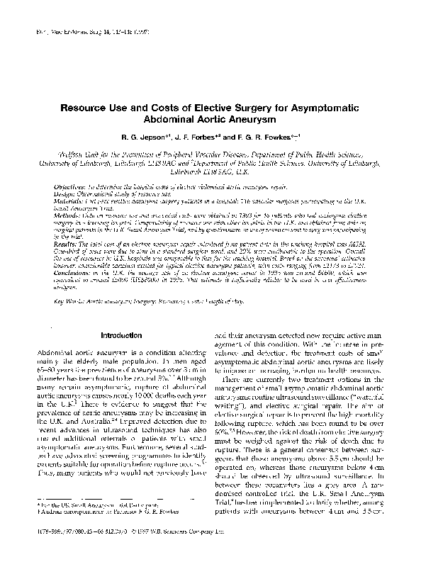 (PDF) Resource use and costs of elective surgery for asymptomatic ...