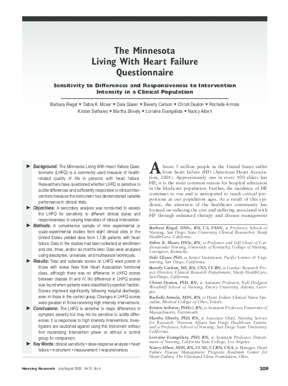 (PDF) The Minnesota Living With Heart Failure Questionnaire ...