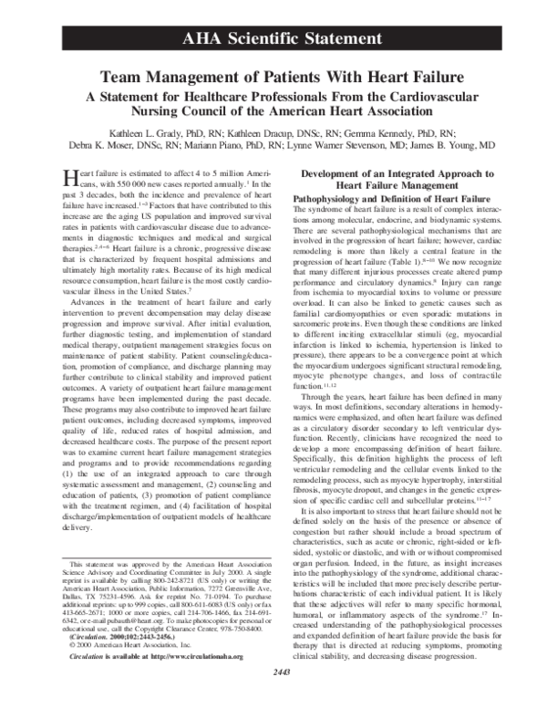 (PDF) Team Management of Patients With Heart Failure A Statement for ...