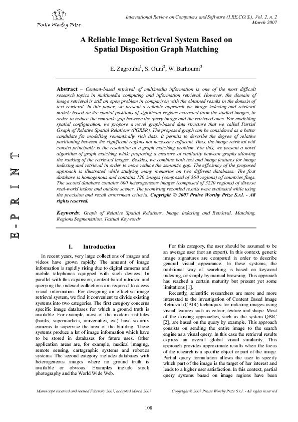 (PDF) A Reliable Image Retrieval System Based on Spatial Disposition Graph Matching | Walid ...