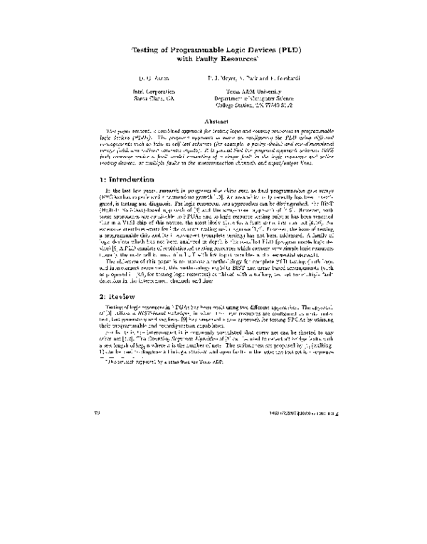 (PDF) Testing of programmable logic devices (PLD) with faulty resources