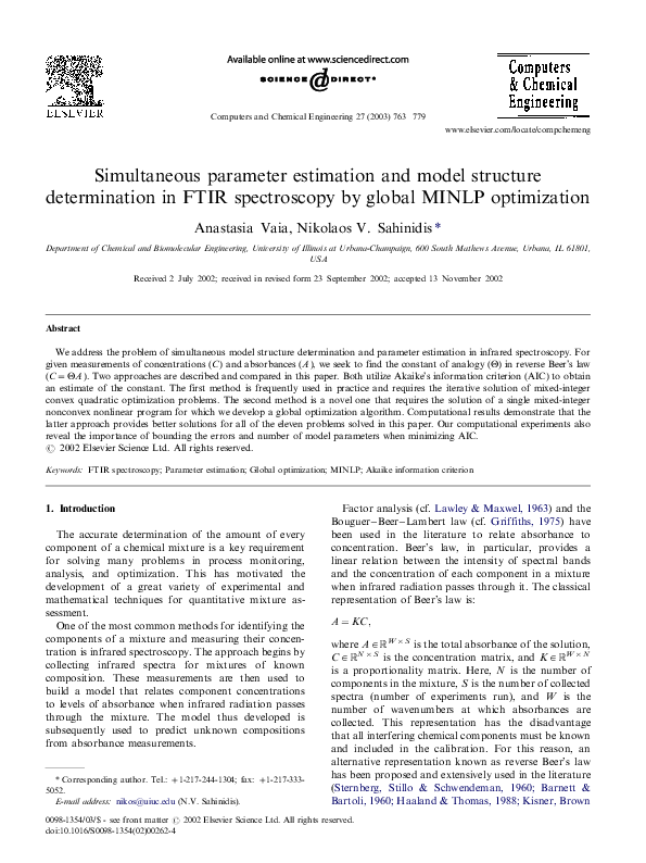 Pdf Simultaneous Parameter Estimation And Model Structure