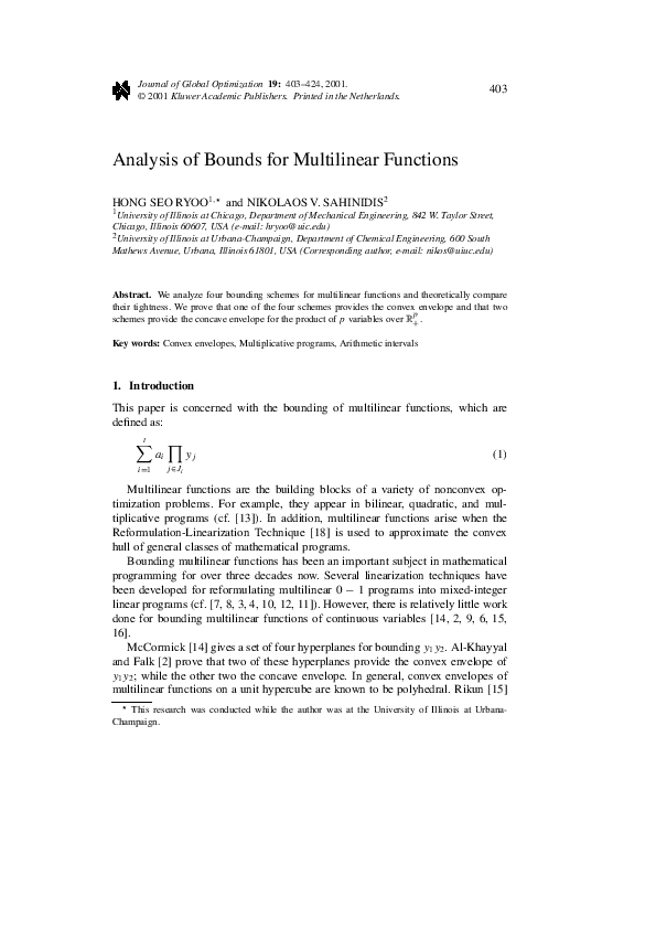 (PDF) Analysis of Bounds for Multilinear Functions