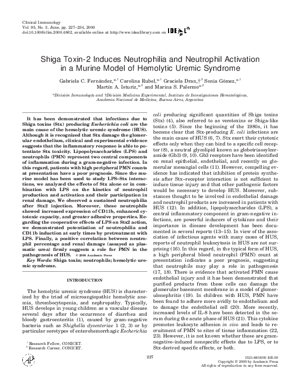 (PDF) Shiga Toxin2 Induces Neutrophilia and Neutrophil Activation in a ...