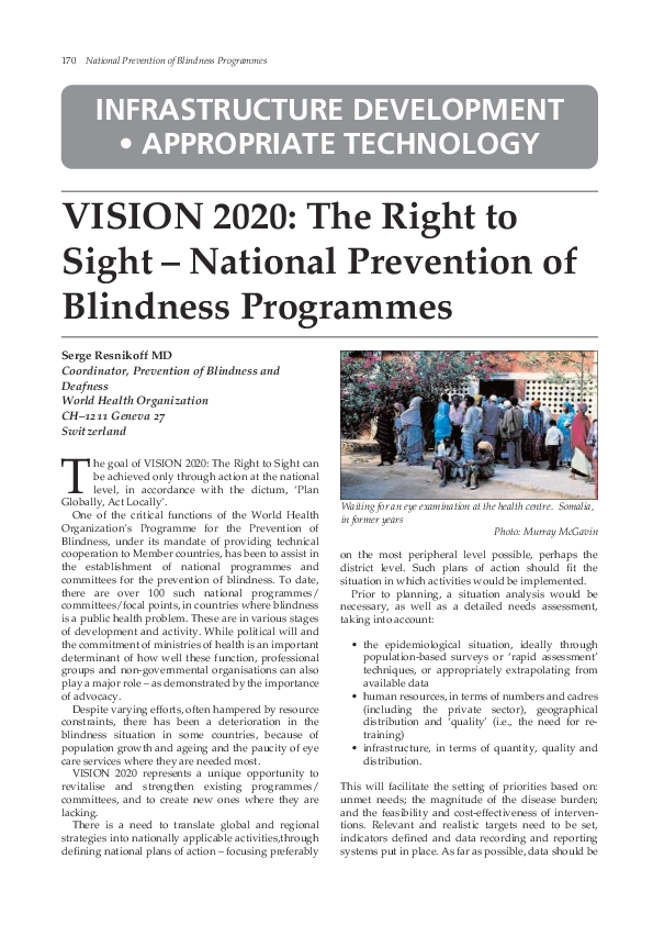 (PDF) VISION 2020: The Right to Sight - National Prevention of ...