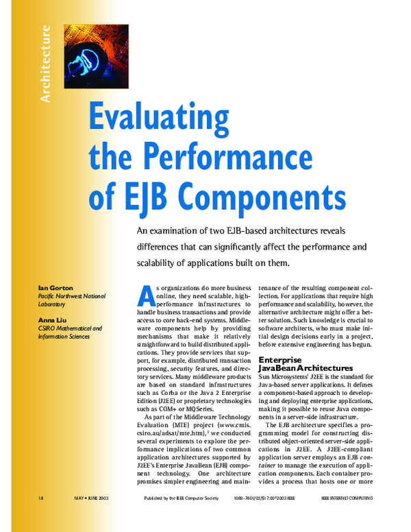 (PDF) EJB Architectures: Performance Evaluation
