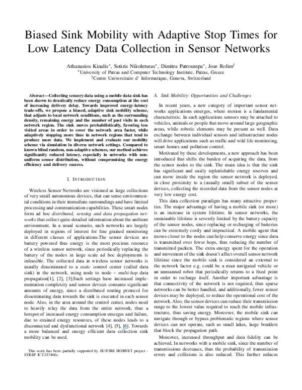 (PDF) Biased sink mobility with adaptive stop times for low latency data collection in sensor ...