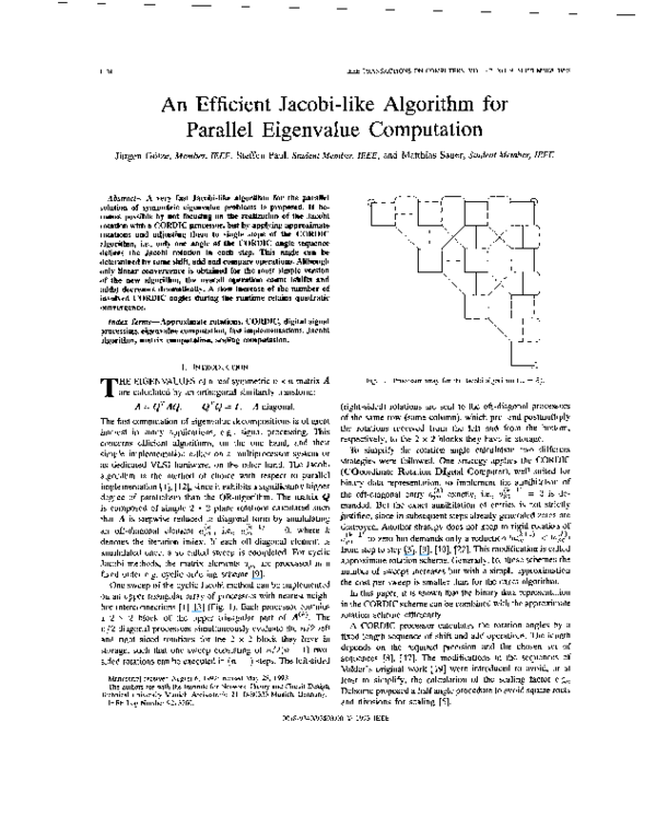 Pdf An Efficient Jacobi Like Algorithm For Parallel Eigenvalue Computation Steffen Paul