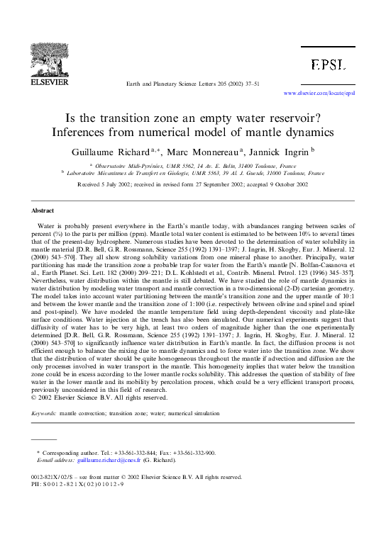 (PDF) Is the transition zone an empty water reservoir? Inferences from ...