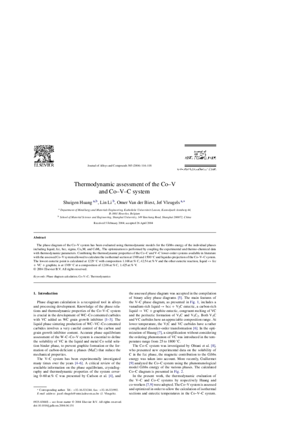 (PDF) Thermodynamic assessment of the CoV and CoV-C system