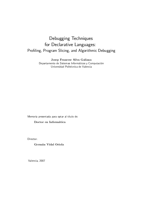 (PDF) Debugging Techniques for Declarative Languages