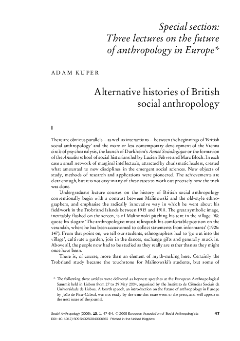 (PDF) Special section: Three lectures on the future of anthropology in ...