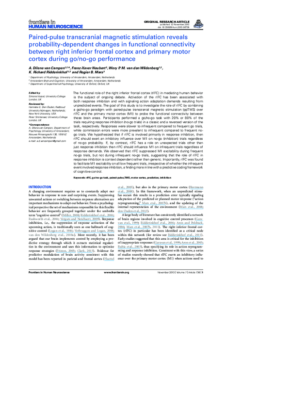 (PDF) Paired-pulse transcranial magnetic stimulation during preparation for simple and choice ...