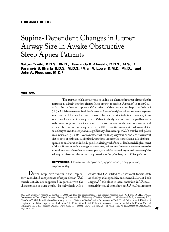 (PDF) Supine-Dependent Changes in Upper Airway Size in Awake ...