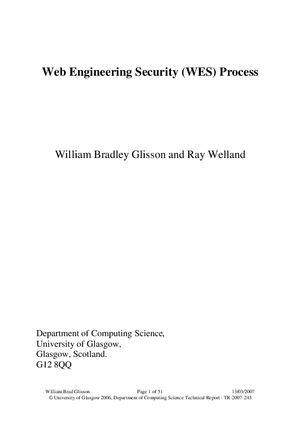 (PDF) Web Engineering Security (WES) Process