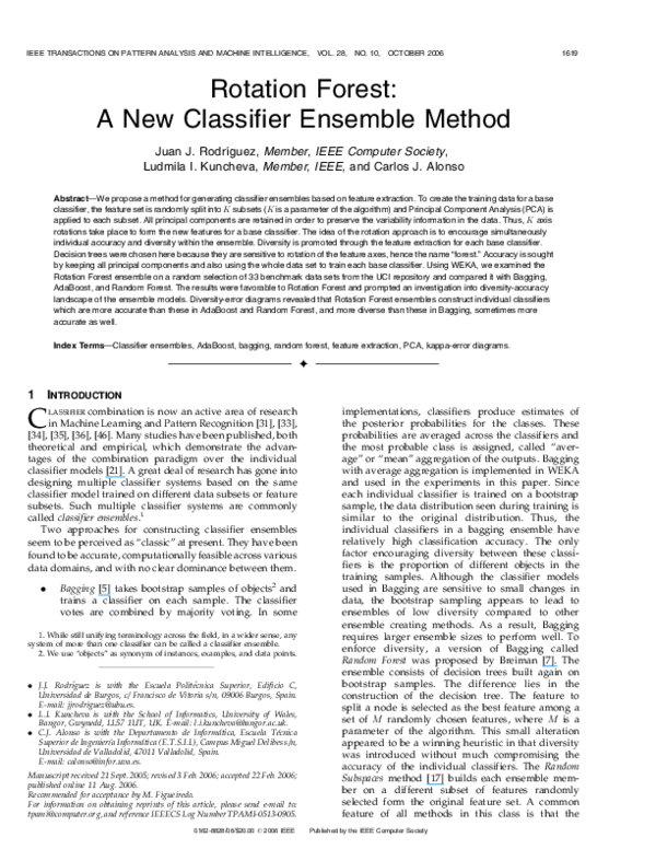 Pdf Rotation Forest A New Classifier Ensemble Method