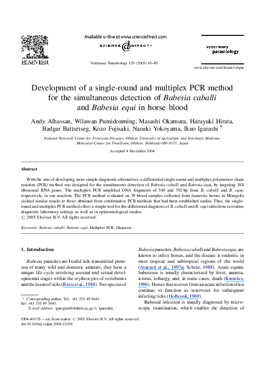 (PDF) Development of a single-round and multiplex PCR method for the simultaneous detection of ...