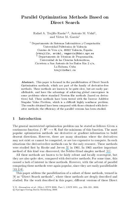 (PDF) Parallel Optimization Methods Based on Direct Search