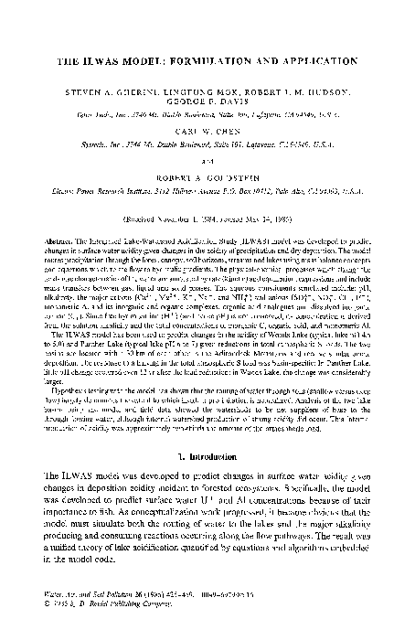 (PDF) The ILWAS model: Formulation and application