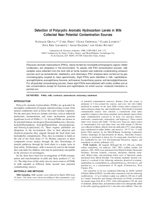 (PDF) Detection of Polycyclic Aromatic Hydrocarbons (PAHs) in Human Breast Milk