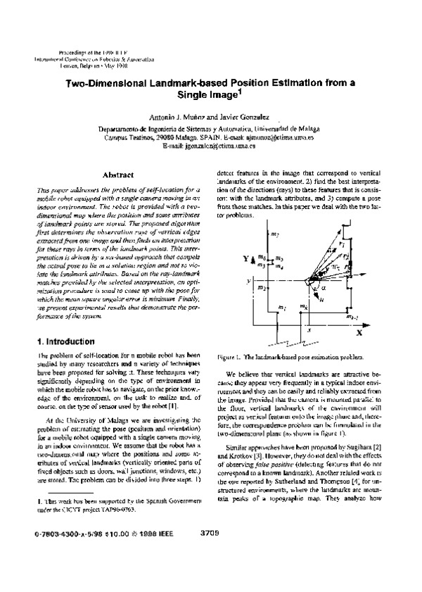 (PDF) Two-dimensional landmark-based position estimation from a single image