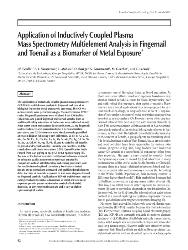 (PDF) Application of inductively coupled plasma mass spectrometry for ...