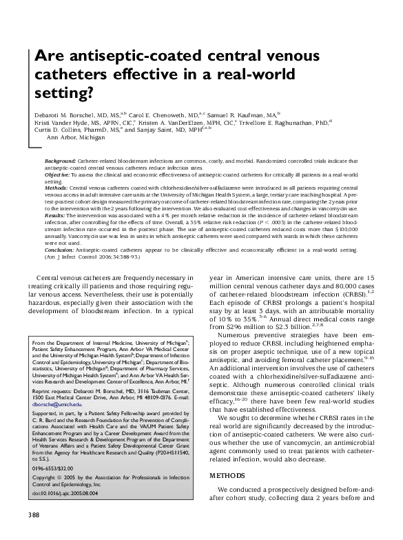 (PDF) Are antiseptic-coated central venous catheters effective in a ...