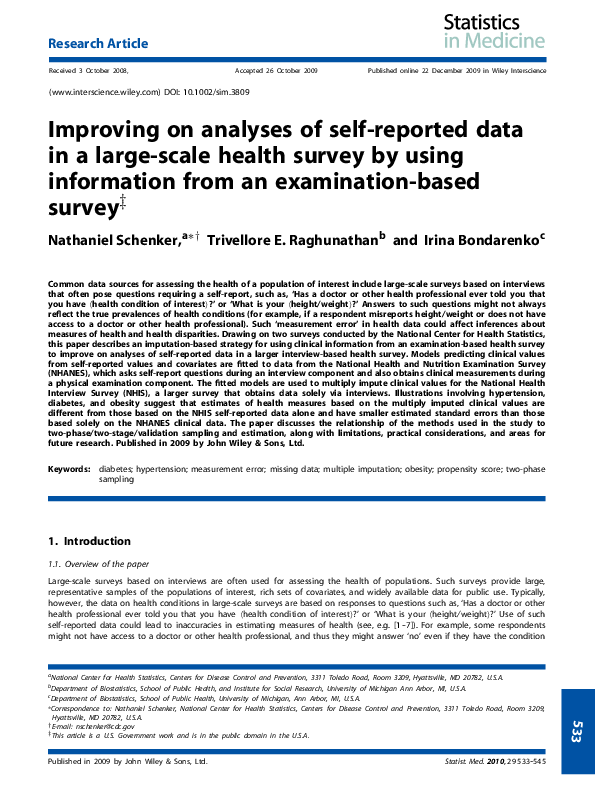 (PDF) Improving on analyses of self-reported data in a large-scale ...
