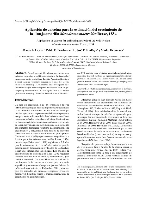 (PDF) Aplicación de calceína para la estimación del crecimiento de la ...