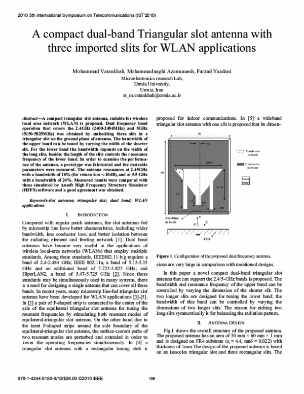 (PDF) A compact dual-band Triangular slot antenna with three imported ...