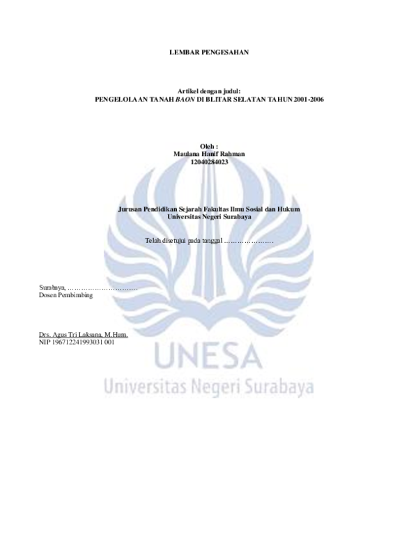 (PDF) COVER ARTIKEL JURNAL PENELITIAN AGRARIA PENDIDIKAN SEJARAH UNESA 2016