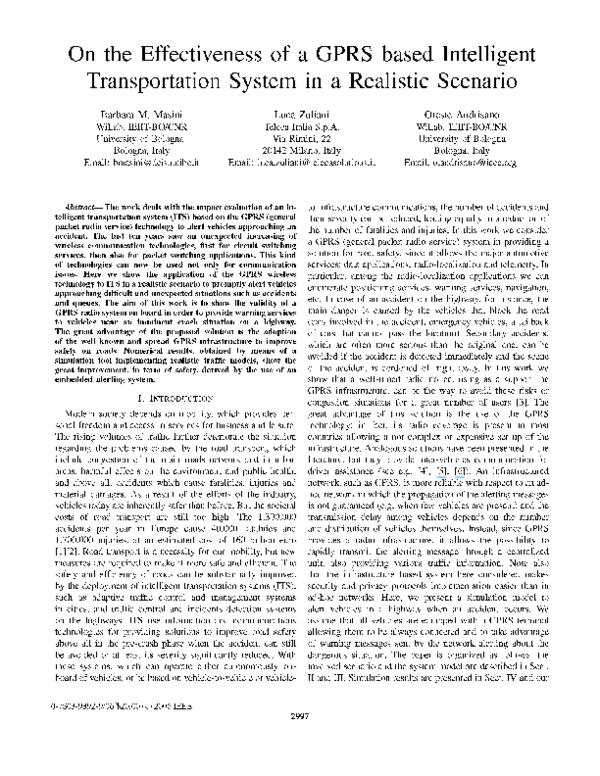 (PDF) On the Effectiveness of a GPRS based Intelligent Transportation System in a Realistic Scenario