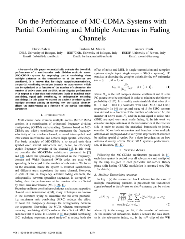 (PDF) On the Performance of MC-CDMA Systems with Partial Combining and Multiple Antennas in ...
