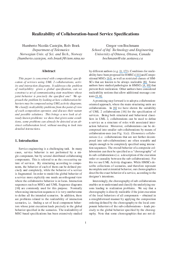 (PDF) Realizability of Collaboration-based Service Specifications