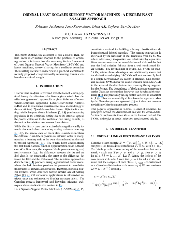 Pdf Ls Svmlab A Matlab C Toolbox For Least Squares Support Vector