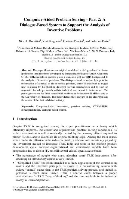 (PDF) Computer-Aided Problem Solving - Part 2: A Dialogue-Based System to Support the Analysis ...