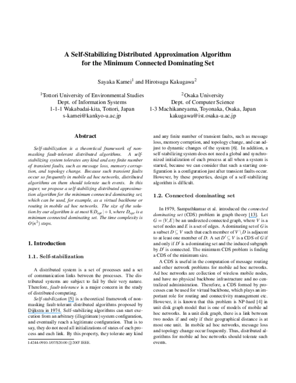 (PDF) A Self-Stabilizing Distributed Approximation Algorithm for the ... (PDF) A Self-Stabilizing Distributed Approximation Algorithm for the ...